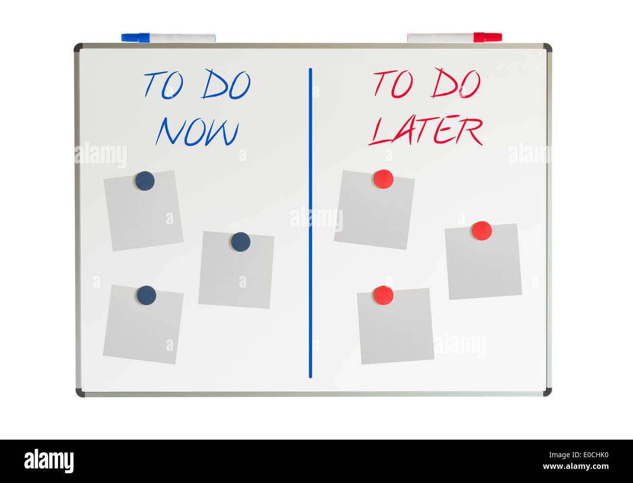 Whiteboard isolated on a white background do now and do later Stock ...