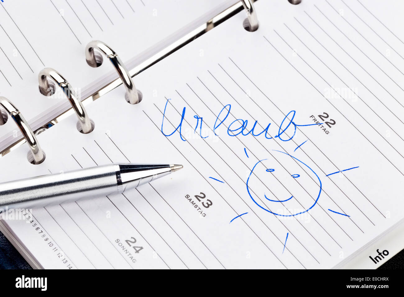 Ein termin ist in einem kalender eingetragen hi-res stock photography ...