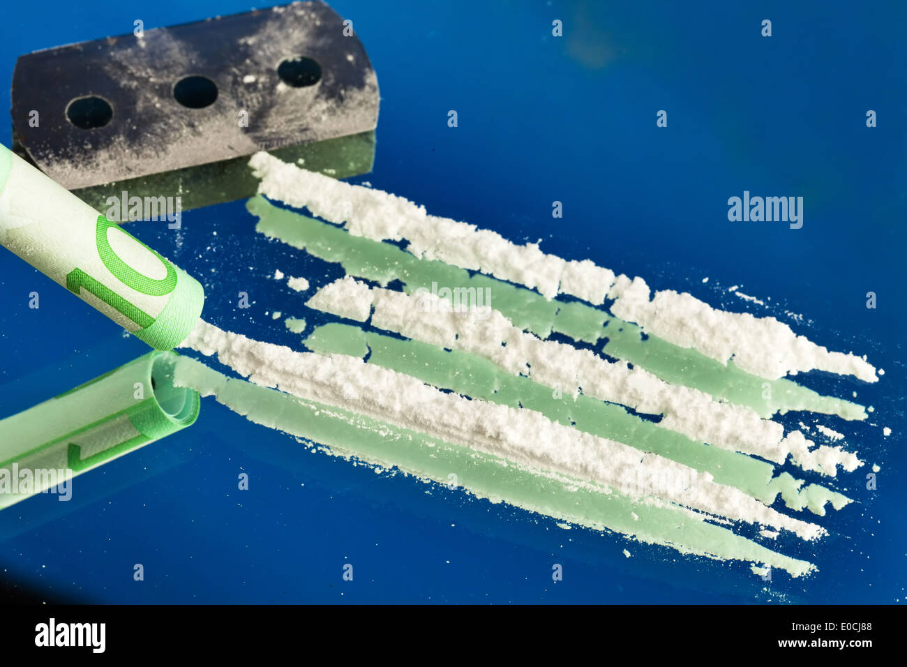 A line cocaine was drawn. Symbolic photo for drug abuse Stock Photo - Alamy