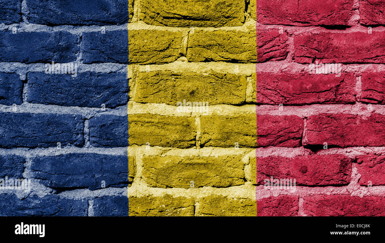 Very old brick wall texture flag of Chad Stock Photo - Alamy