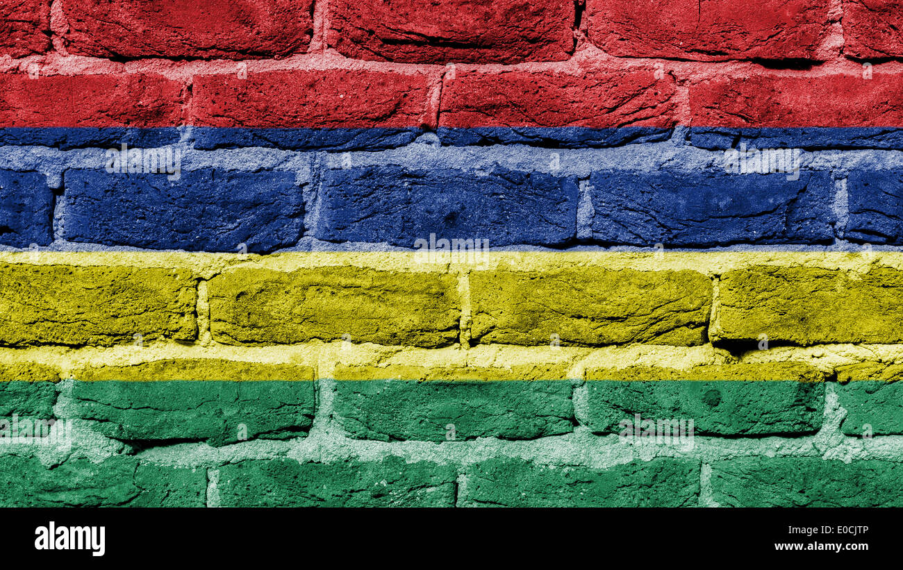 Very old brick wall texture flag of Mauritius Stock Photo - Alamy