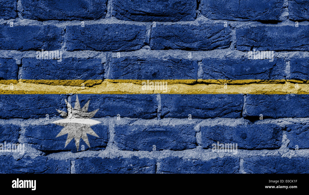 Very old brick wall texture flag of Nauru Stock Photo - Alamy