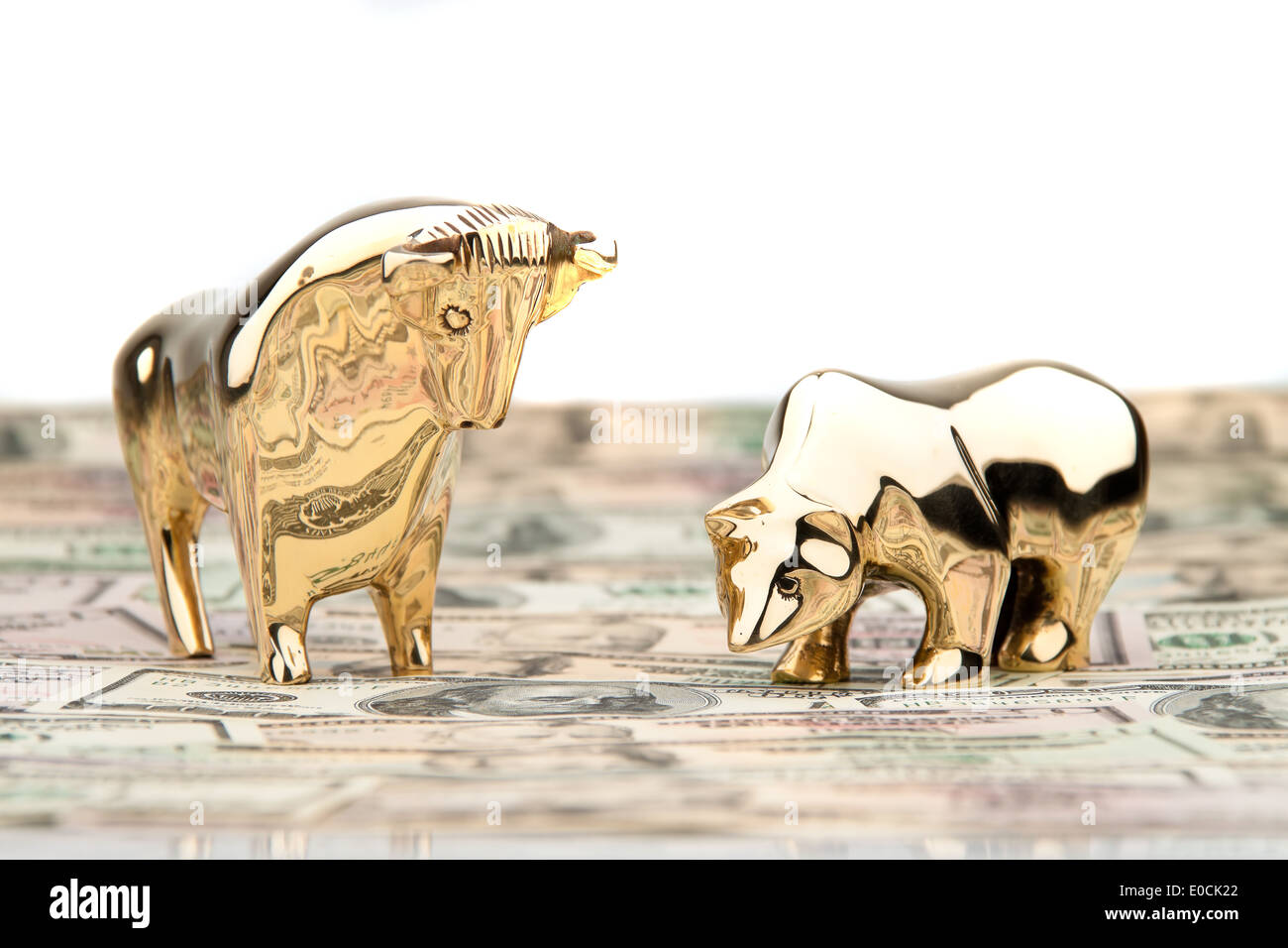 Lot of dollar of bank notes with bull bear hi-res stock photography and ...