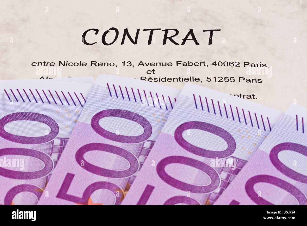 A lot of euro of bank notes and contract (In French), Viele Euro ...