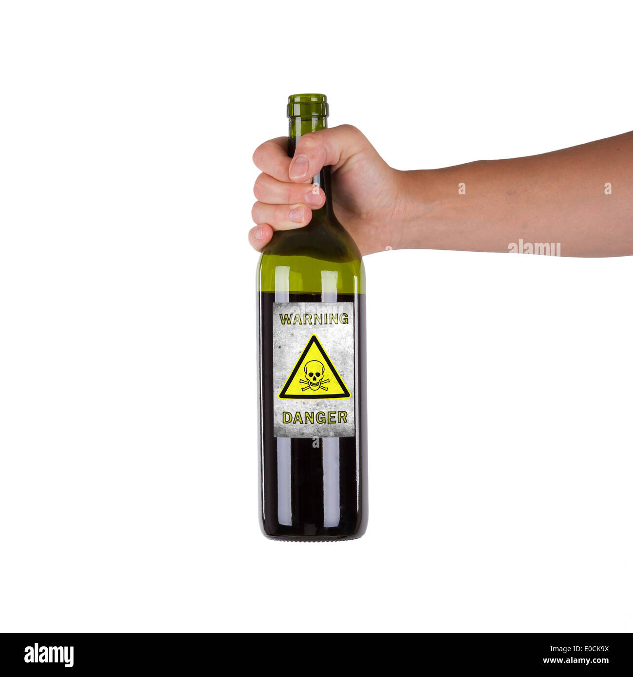 Hand holding bottle warning poison hi-res stock photography and images ...