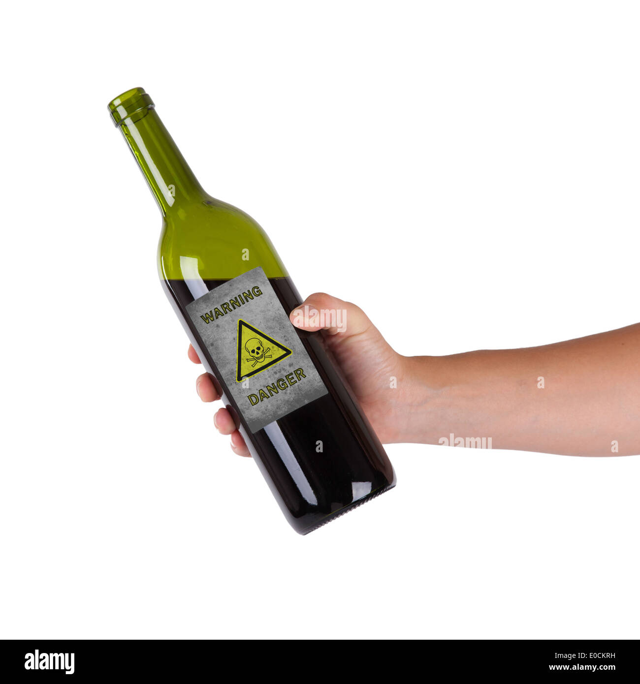 Hand holding bottle warning poison hi-res stock photography and images ...