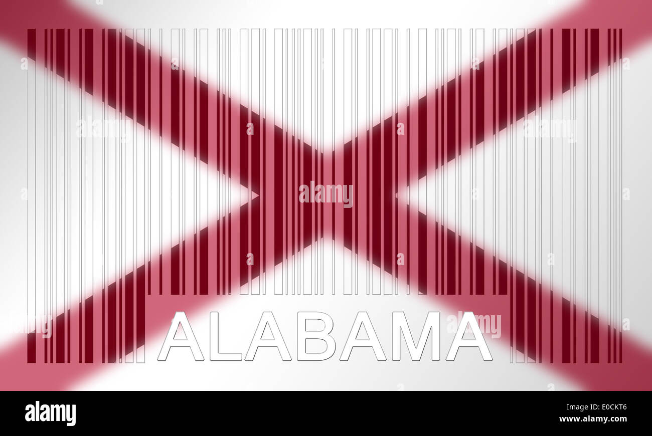 Flag of the US state of Alabama painted on barcode surface Stock Photo ...