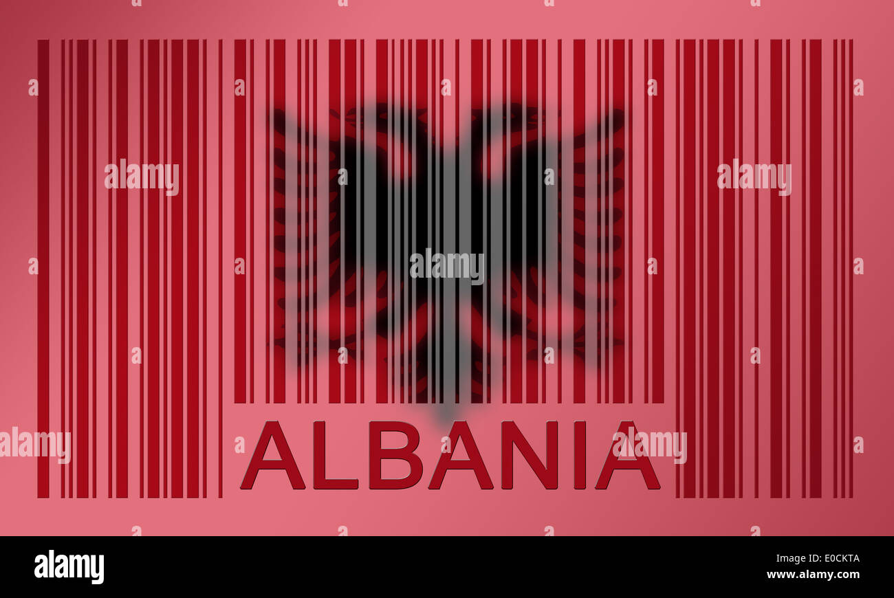 Flag of Albania painted on barcode surface Stock Photo - Alamy