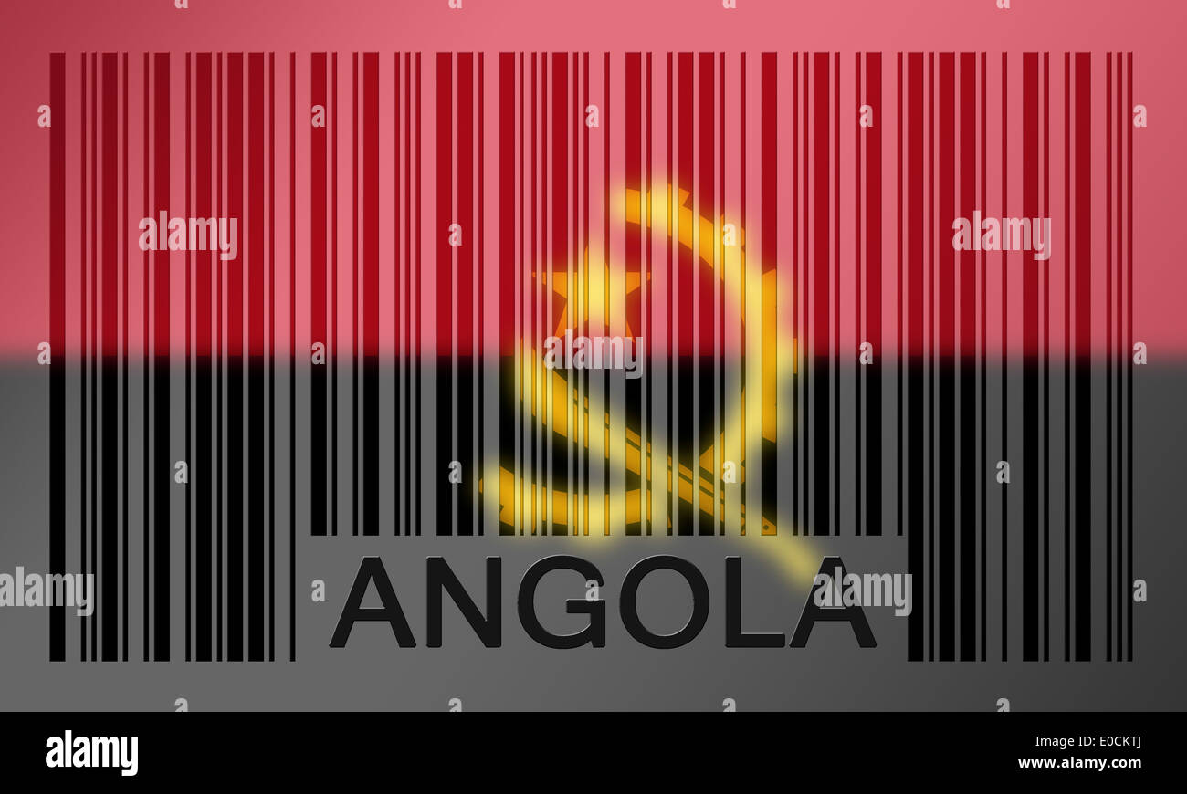 Flag of Angola painted on barcode surface Stock Photo - Alamy