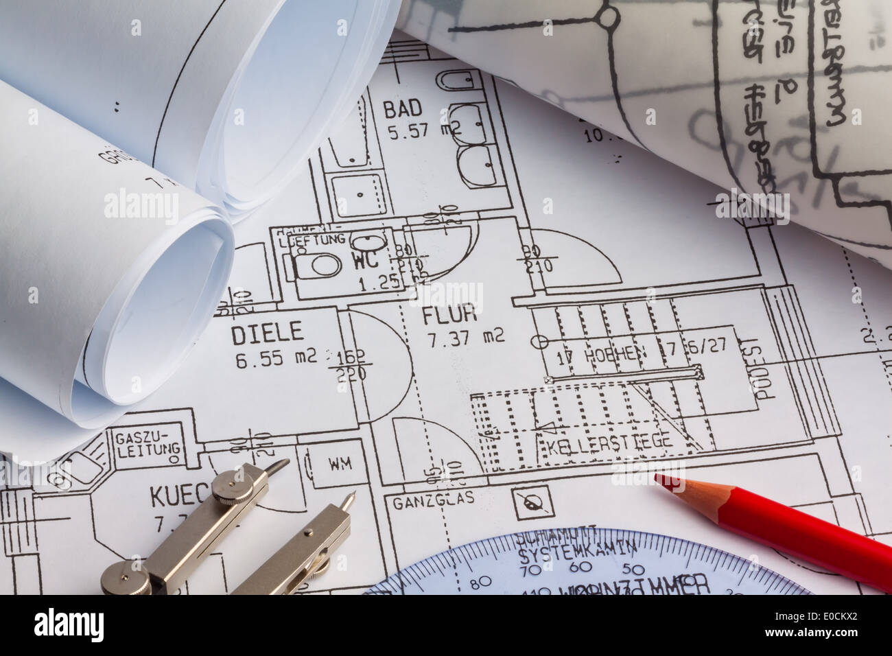 Architect's plan for a dwelling house Stock Photo - Alamy