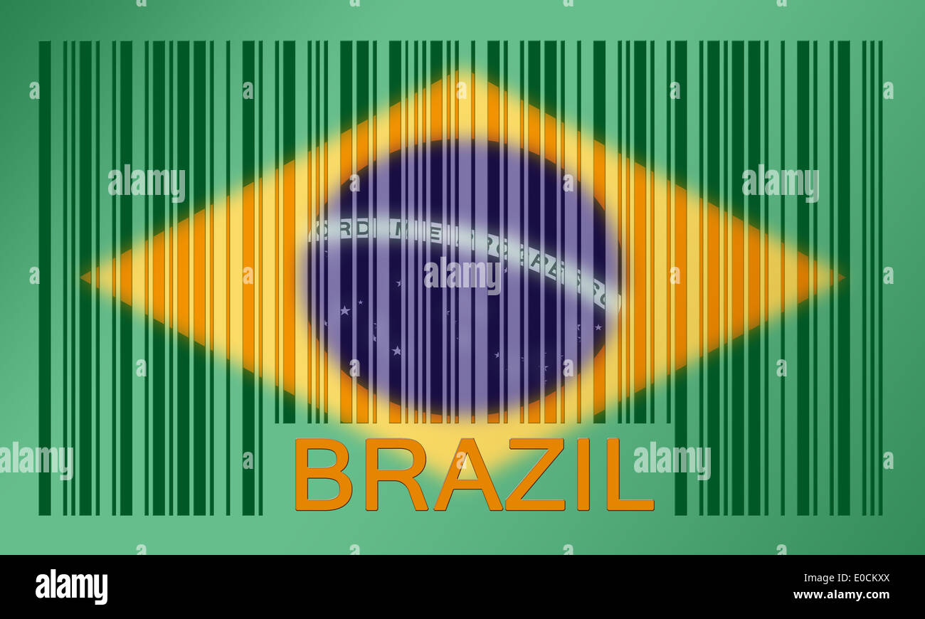Flag of Brazil painted on barcode surface Stock Photo - Alamy