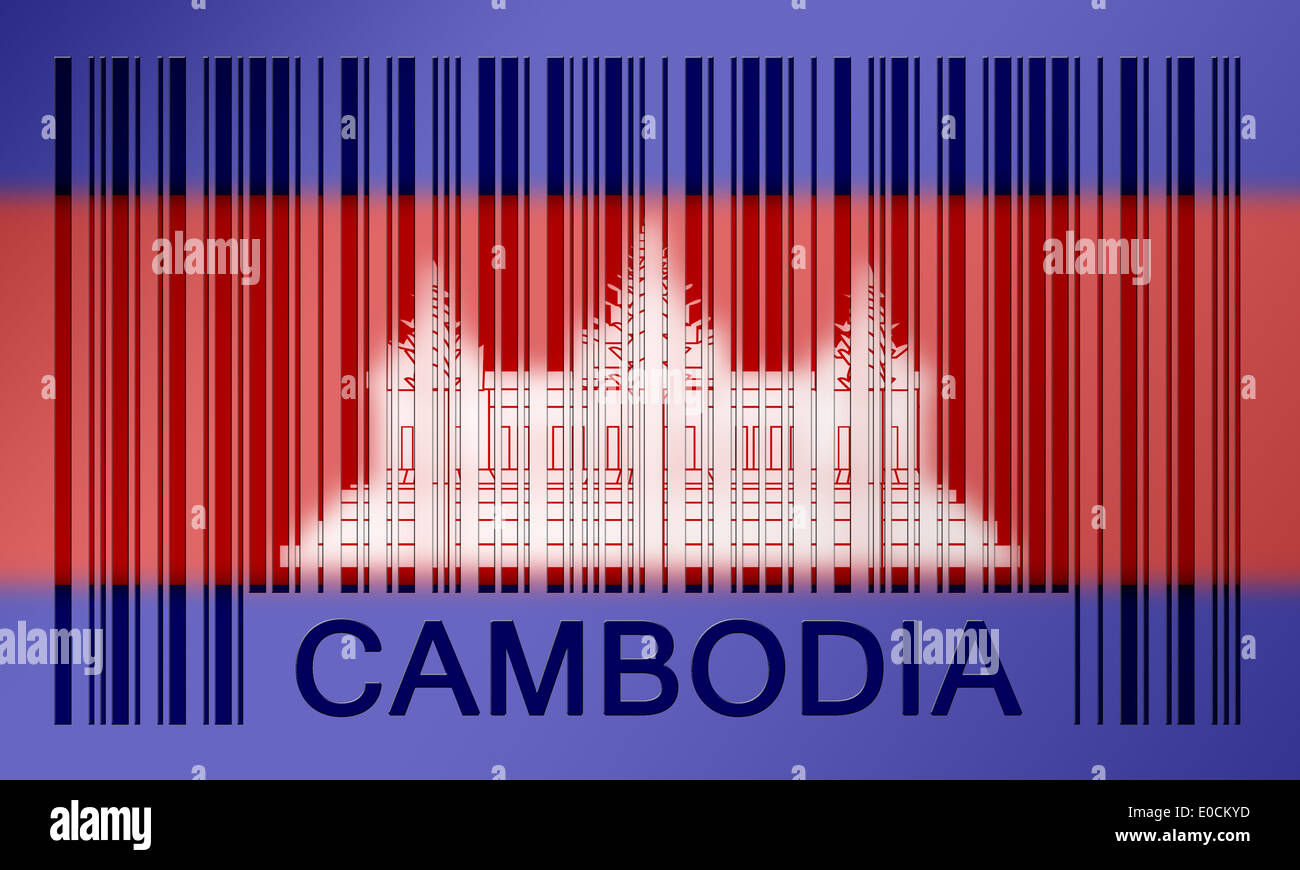 Flag of Cambodia painted on barcode surface Stock Photo - Alamy
