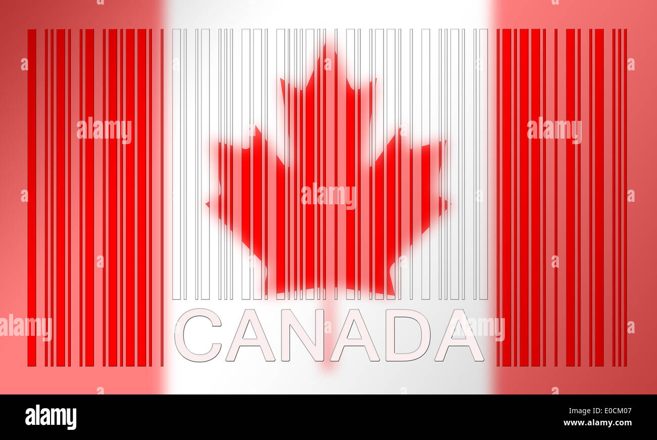 Flag of Canada painted on barcode surface Stock Photo - Alamy