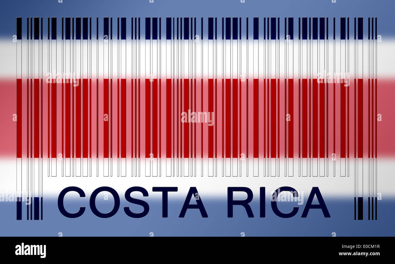 Flag of Costa Rica painted on barcode surface Stock Photo - Alamy