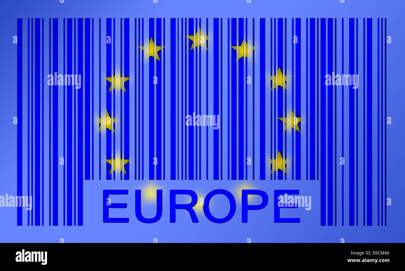 Flag of Europe painted on barcode surface Stock Photo - Alamy