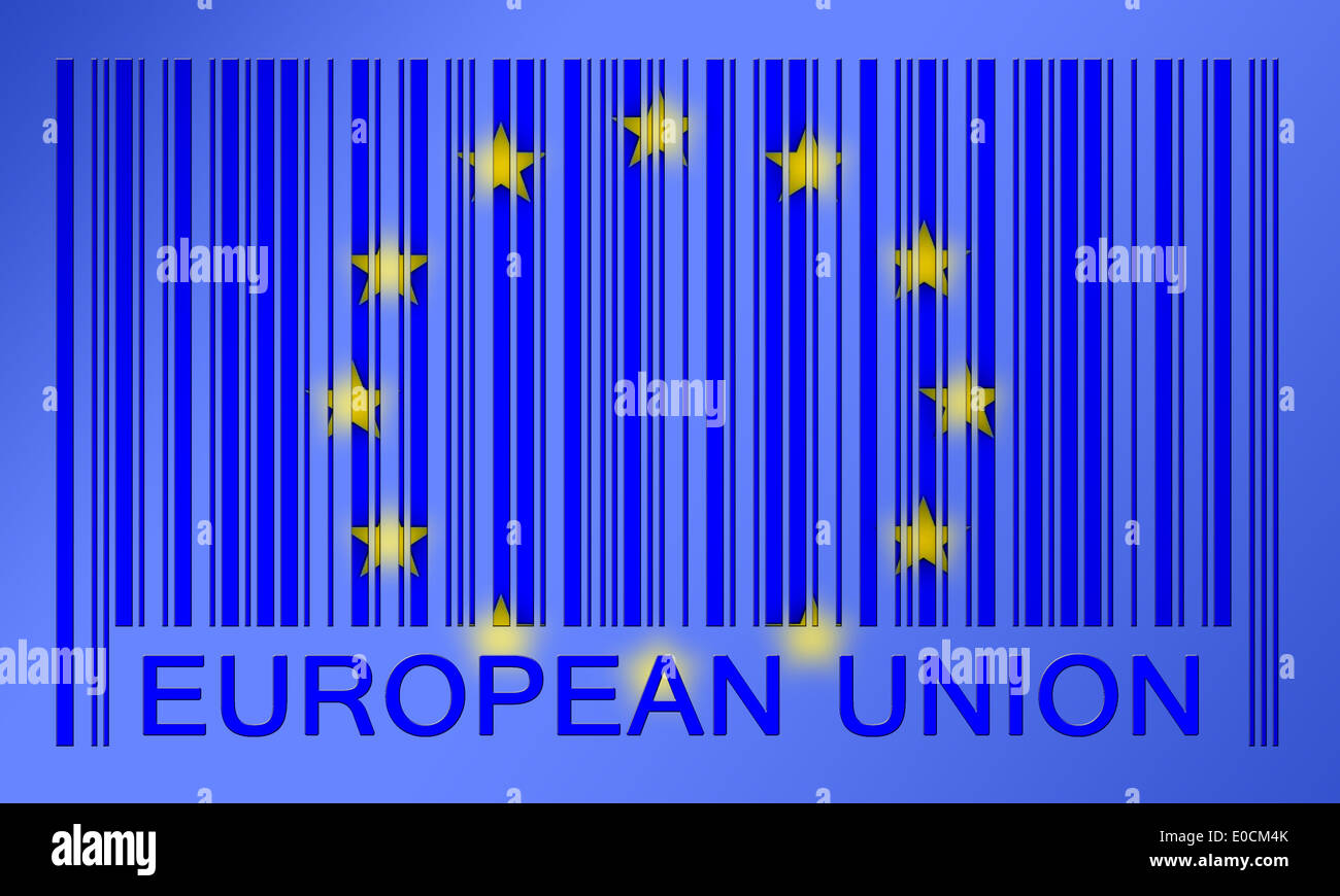 Flag of Europe painted on barcode surface Stock Photo - Alamy