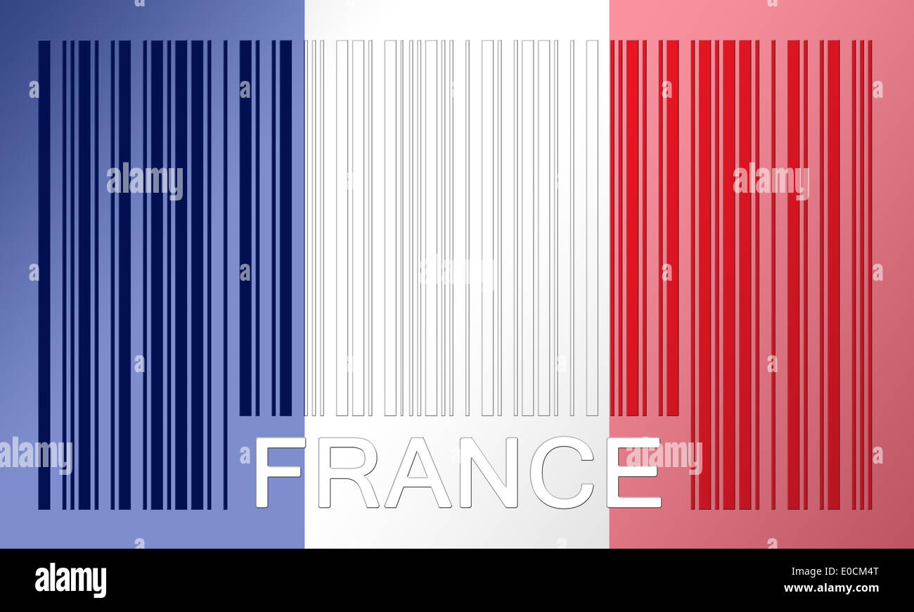 Flag of France painted on barcode surface Stock Photo - Alamy