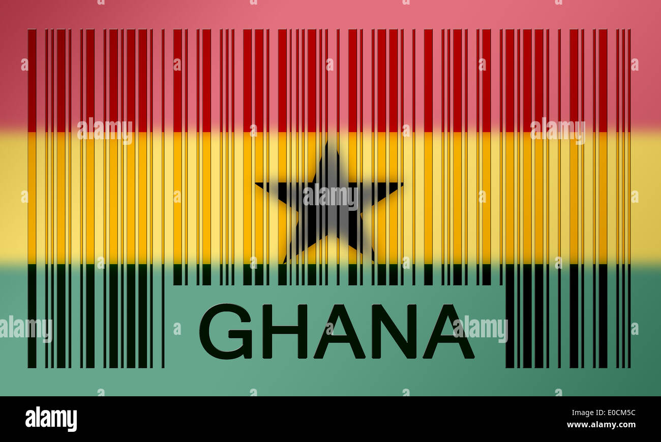 Flag of Ghana painted on barcode surface Stock Photo - Alamy