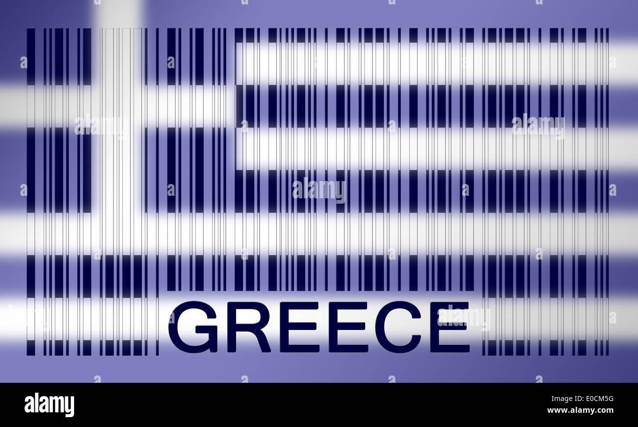Flag of Greece painted on barcode surface Stock Photo - Alamy