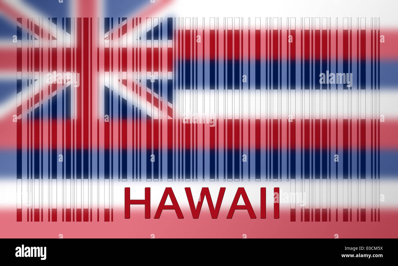 Flag of the US state of Hawaii painted on barcode surface Stock Photo ...