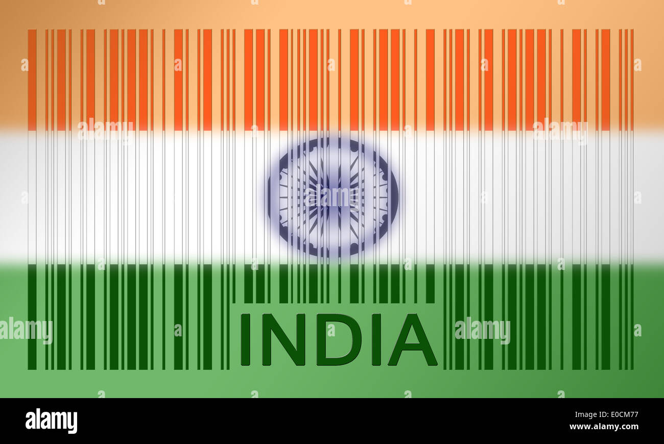 Flag of India painted on barcode surface Stock Photo - Alamy
