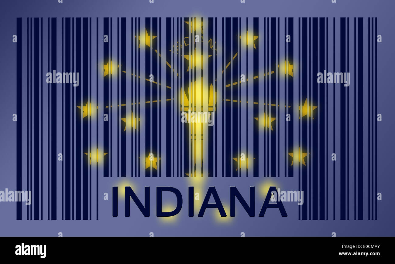 Flag of the US state of Indiana painted on barcode surface Stock Photo ...