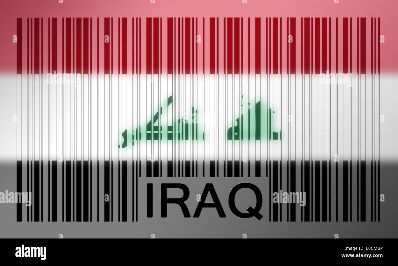 Flag of Iraq painted on barcode surface Stock Photo - Alamy