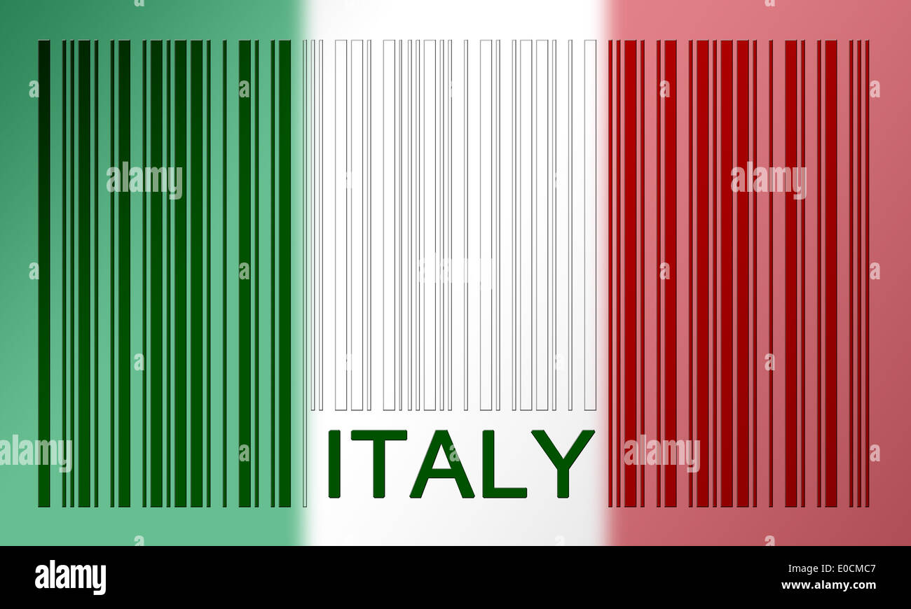 Flag of Italy painted on barcode surface Stock Photo - Alamy