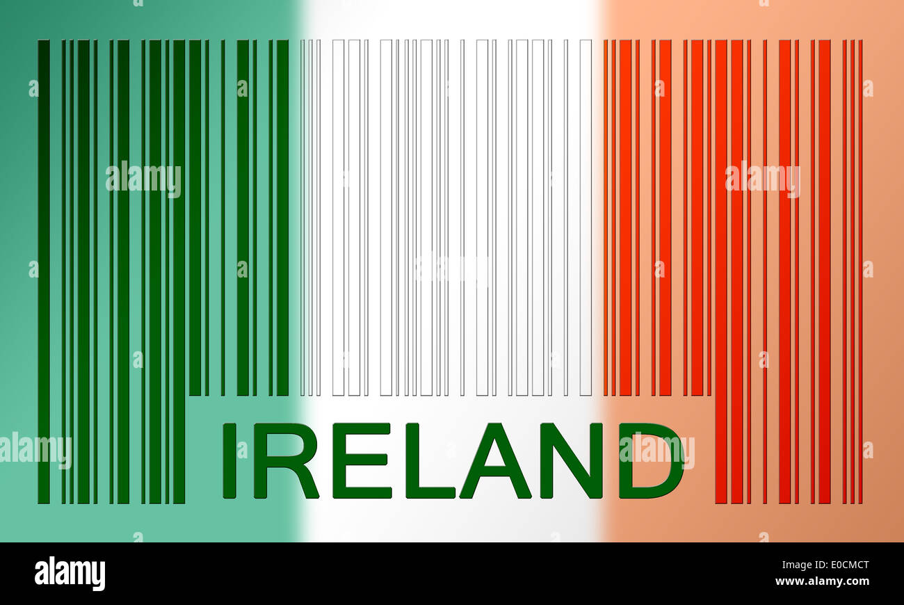 Flag of Ireland painted on barcode surface Stock Photo - Alamy