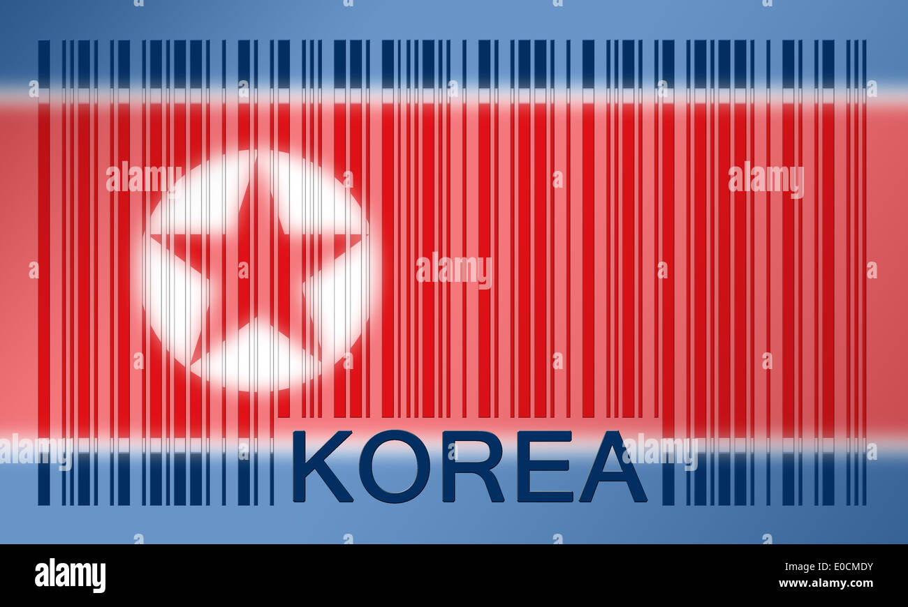 Flag of North Korea painted on barcode surface Stock Photo - Alamy