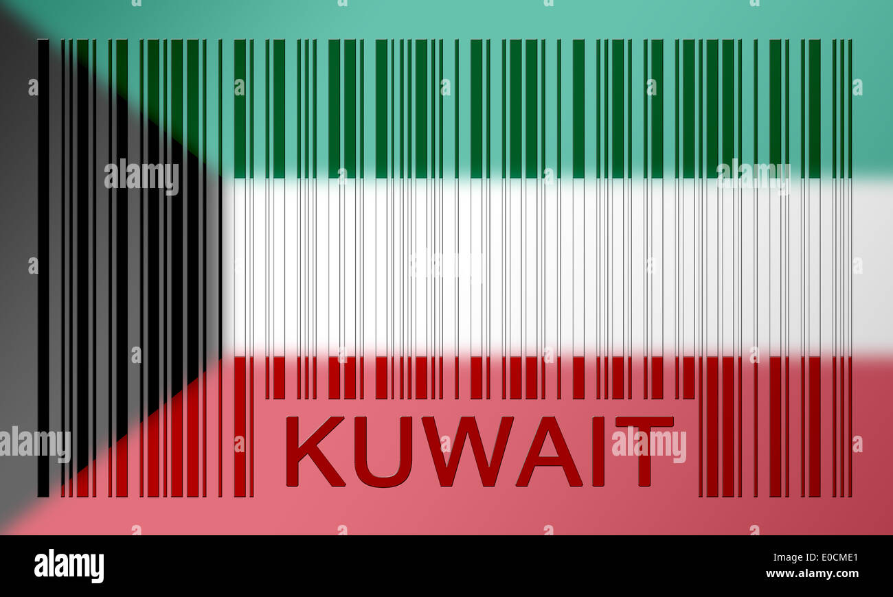 Flag of Kuwait painted on barcode surface Stock Photo - Alamy