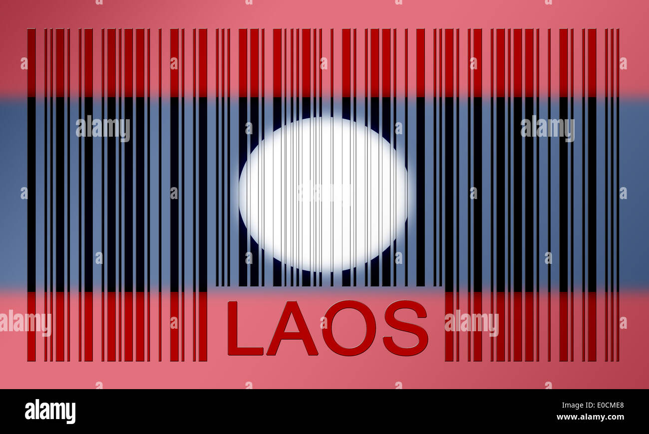 Flag of Laos painted on barcode surface Stock Photo - Alamy