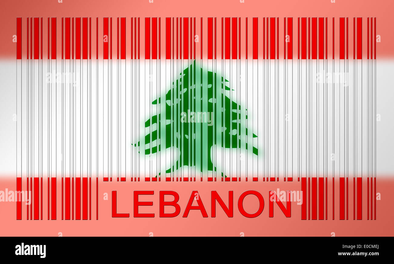 Flag of Lebanon painted on barcode surface Stock Photo - Alamy