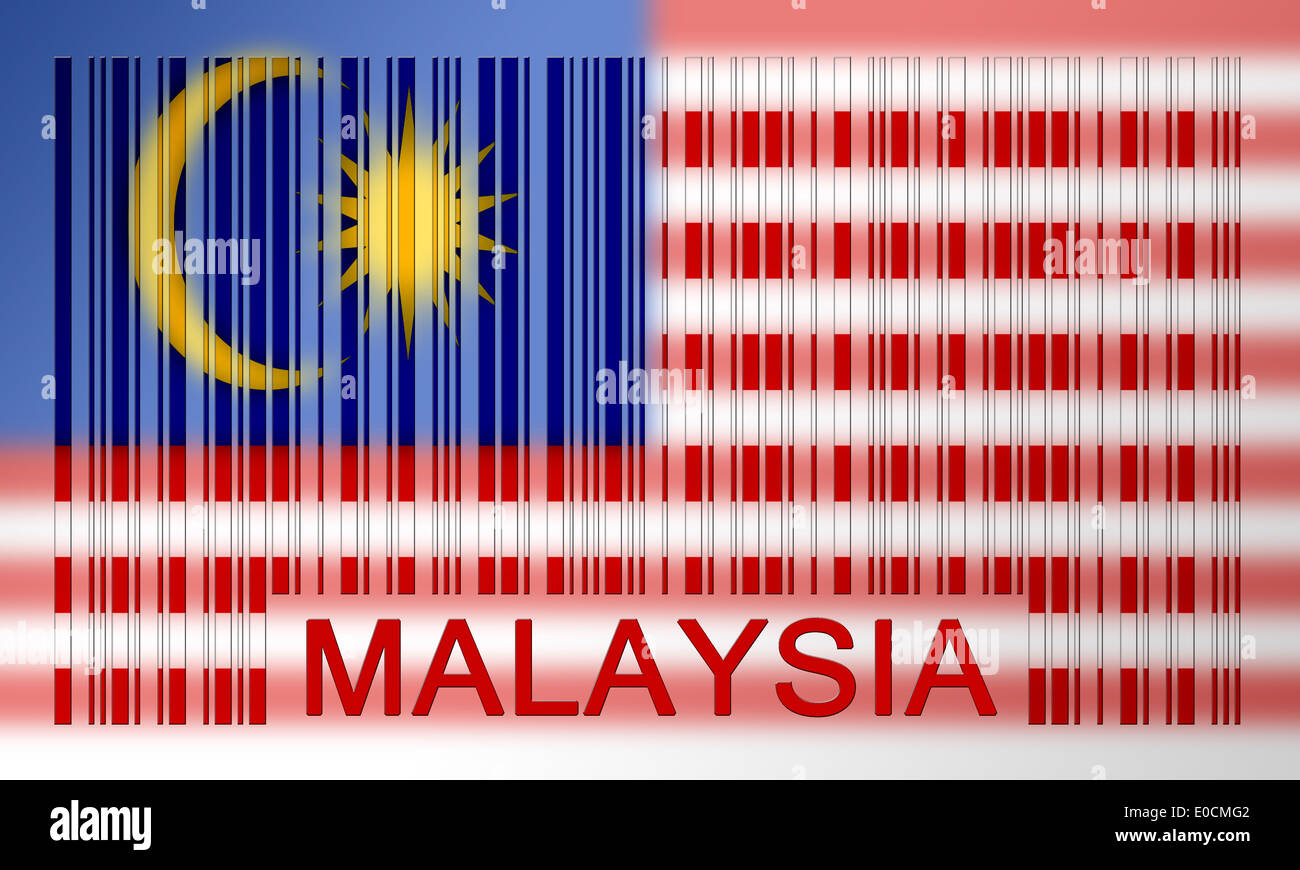 Flag of Malaysia painted on barcode surface Stock Photo - Alamy