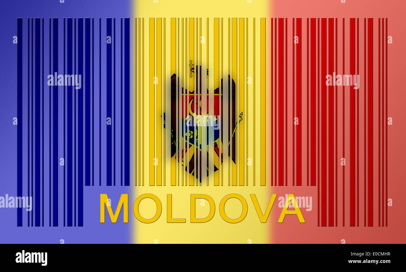 Flag of Moldova painted on barcode surface Stock Photo - Alamy