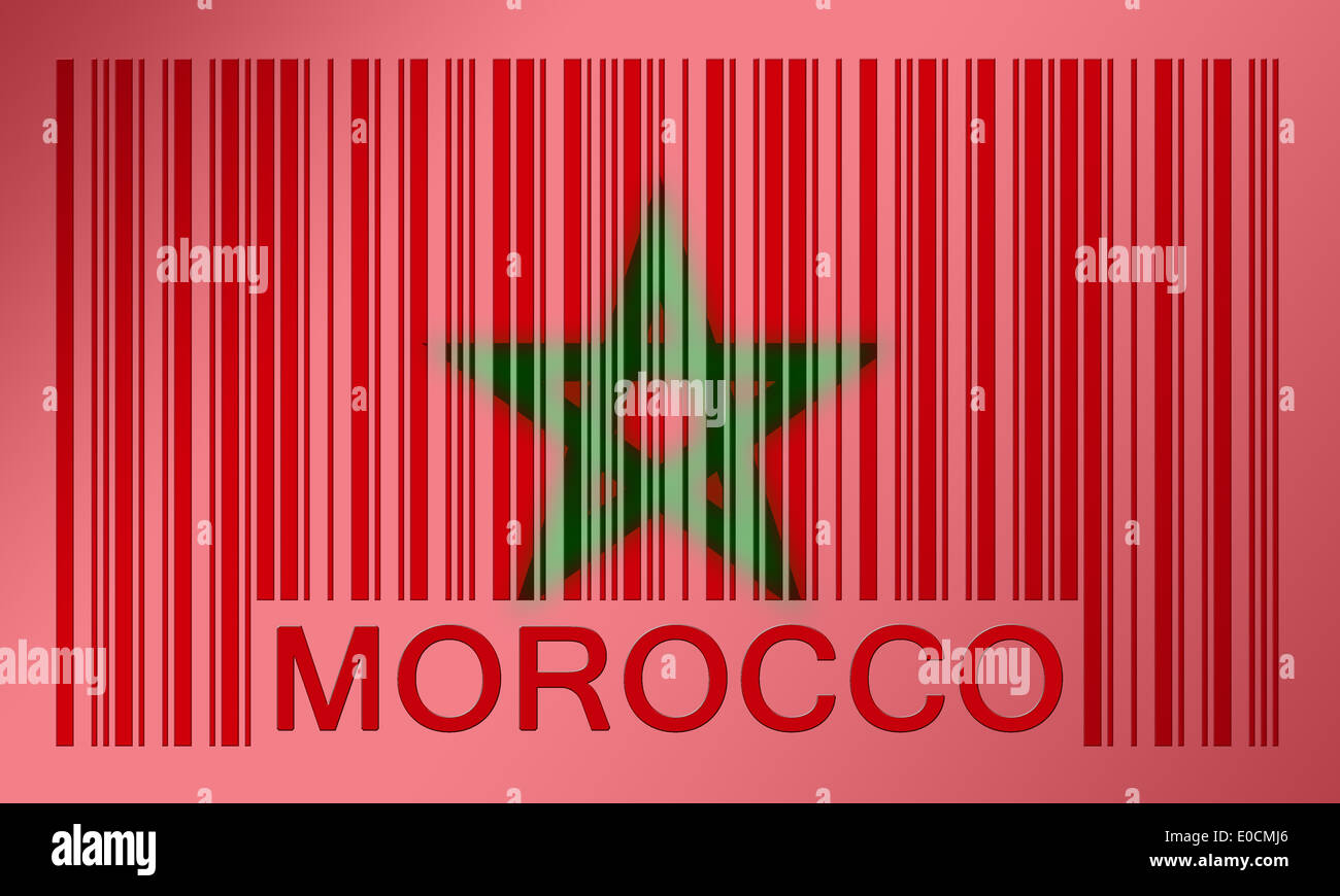 Flag of Morocco painted on barcode surface Stock Photo - Alamy