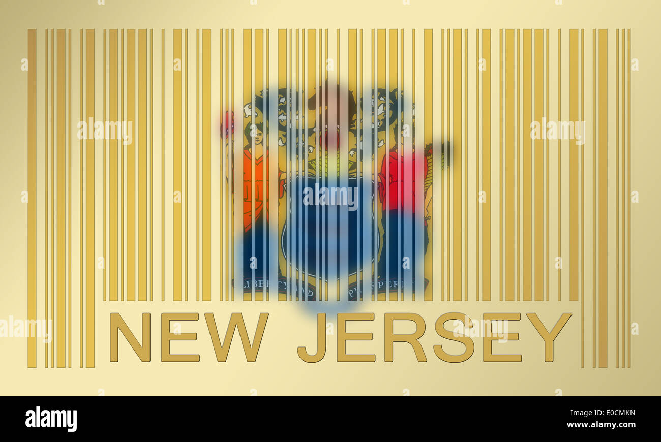 Flag of the US state of New Jersey painted on barcode surface Stock ...