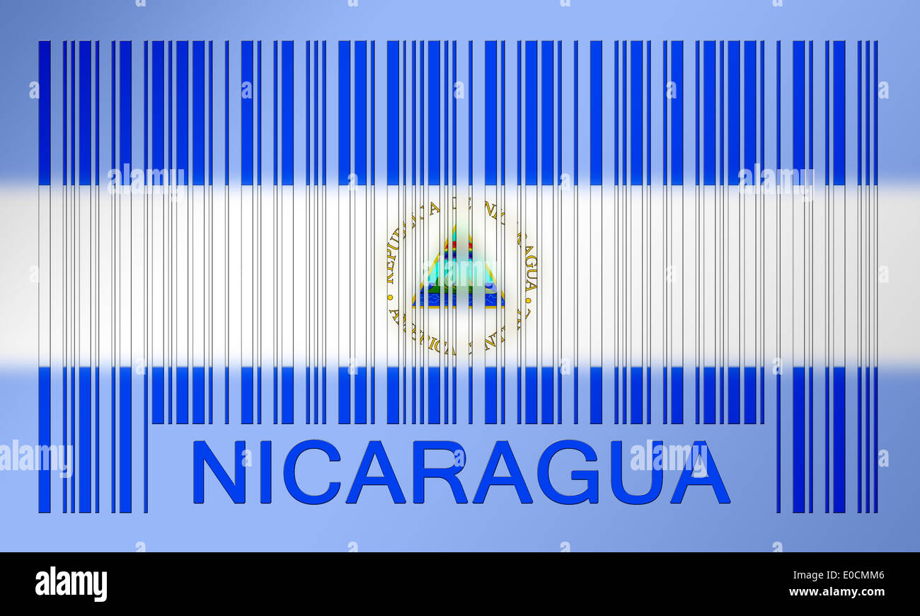 Flag of Nicaragua painted on barcode surface Stock Photo - Alamy