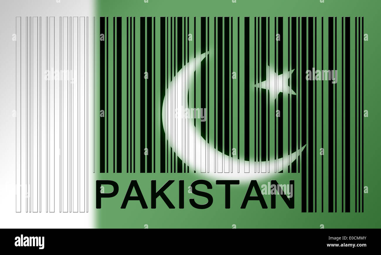 Flag of Pakistan painted on barcode surface Stock Photo - Alamy