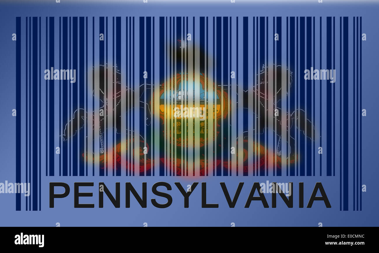 Flag of the US state of Pennsylvania painted on barcode surface Stock ...