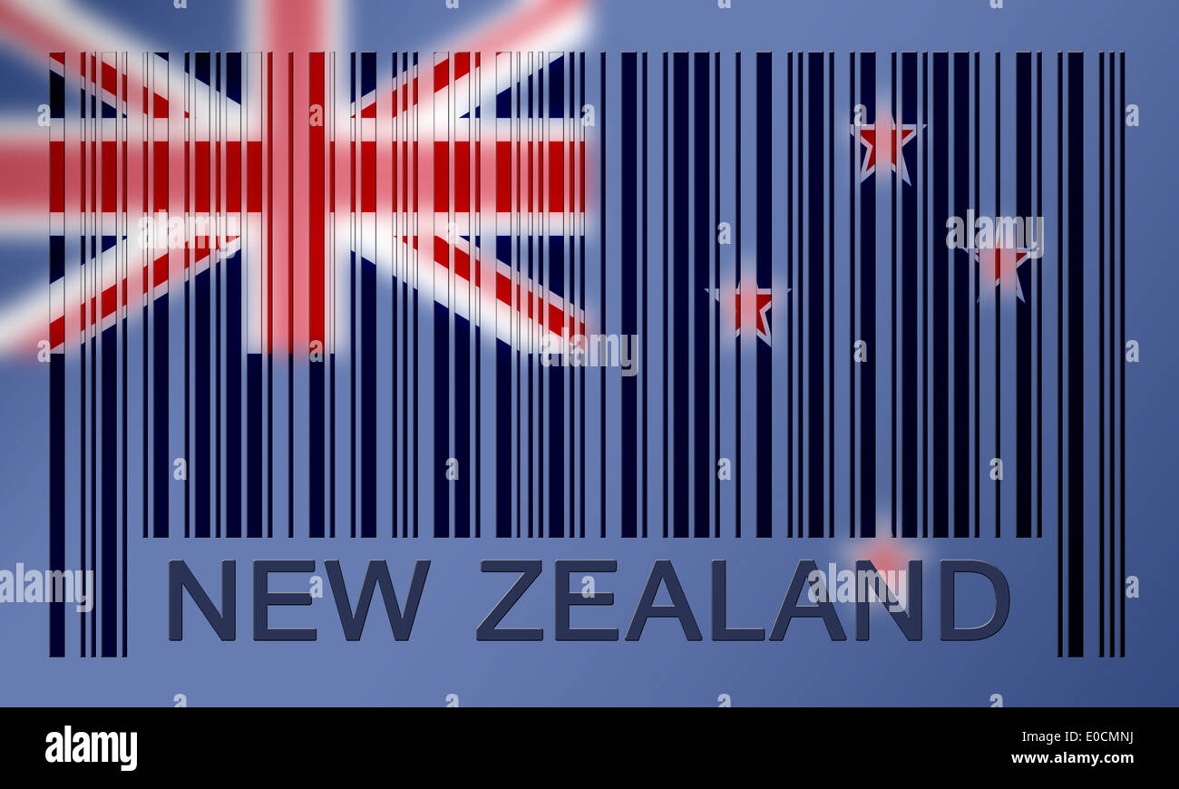 Flag of New Zealand painted on barcode surface Stock Photo - Alamy