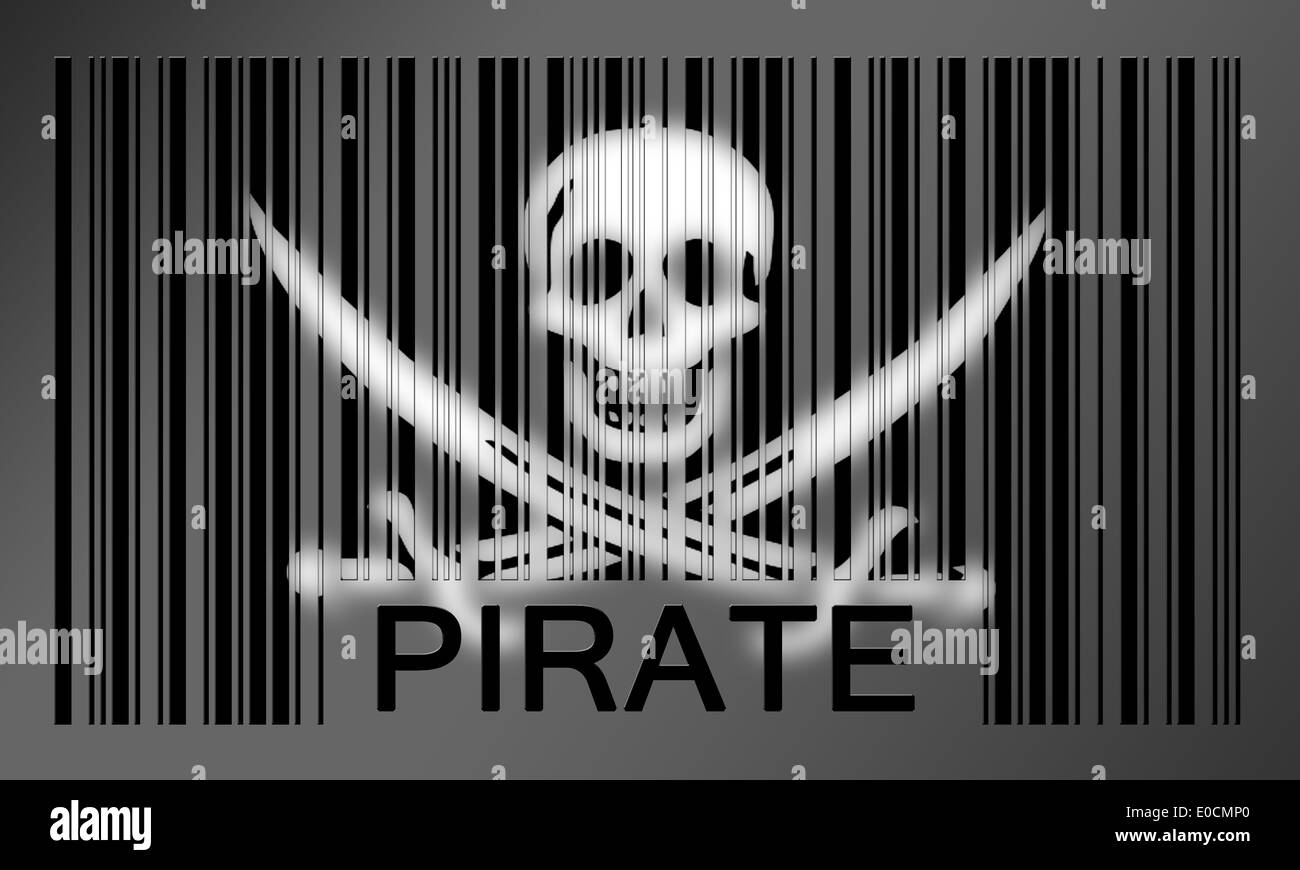 Pirate flag painted on barcode surface Stock Photo - Alamy