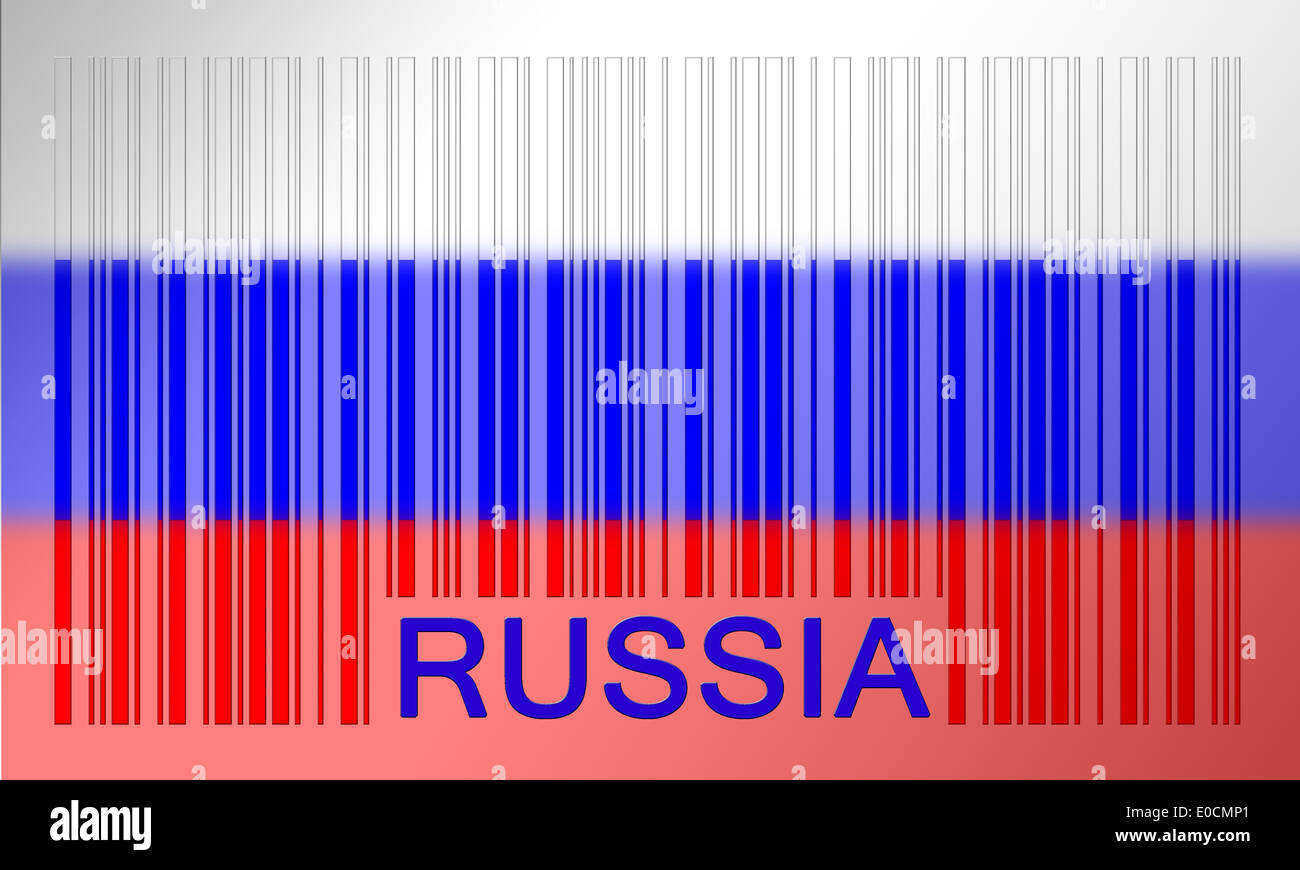 Flag of Russia painted on barcode surface Stock Photo - Alamy