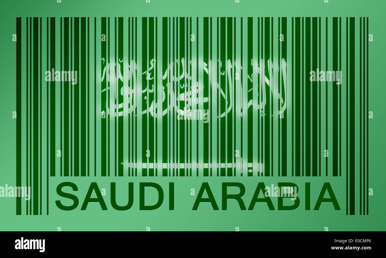 Flag of Saudi Arabia painted on barcode surface Stock Photo - Alamy