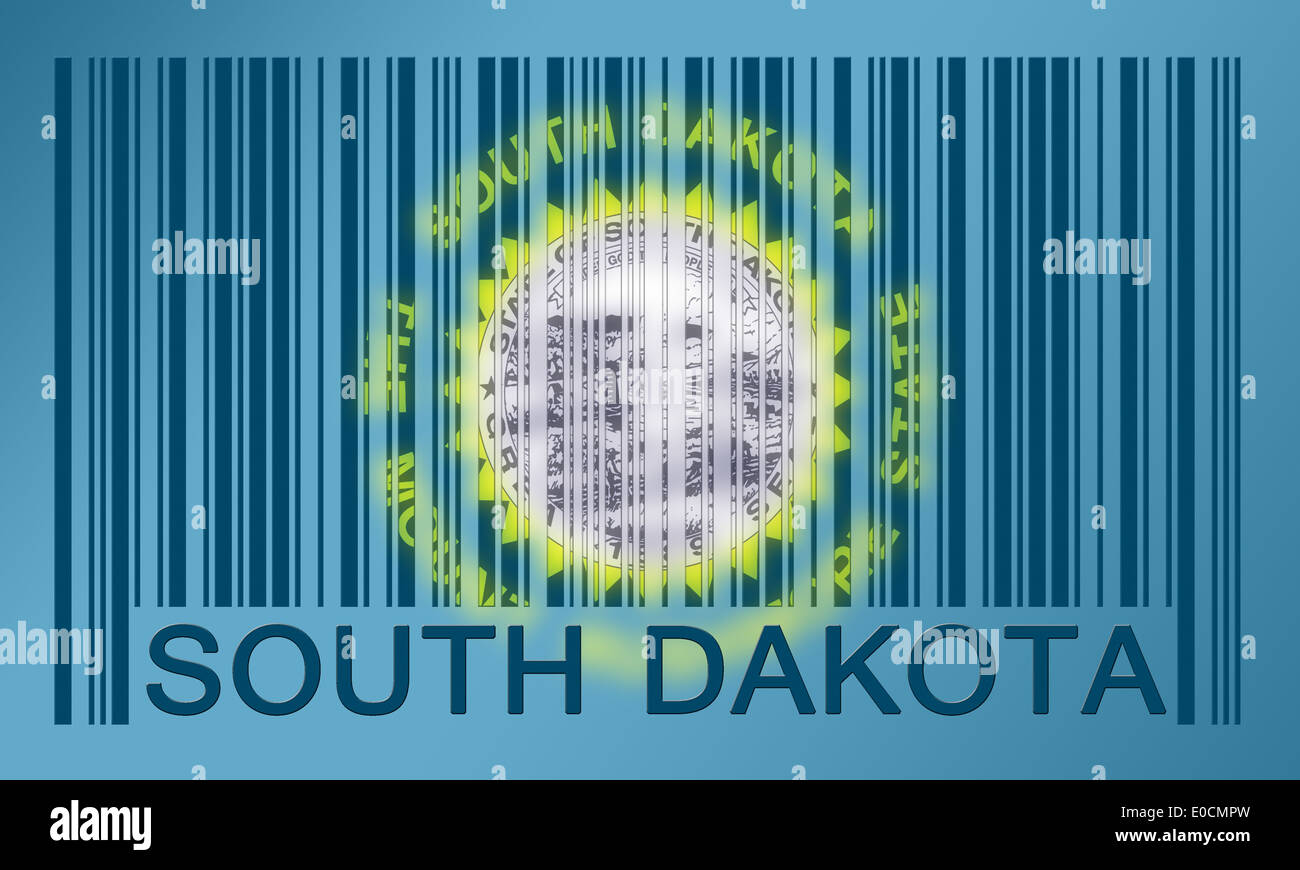 Flag of the US state of South Dakota painted on barcode surface Stock ...