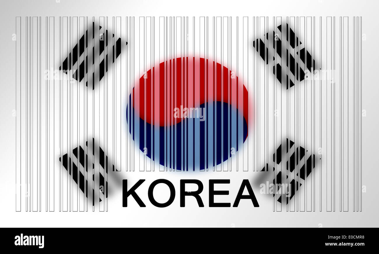 Flag of South Korea painted on barcode surface Stock Photo - Alamy