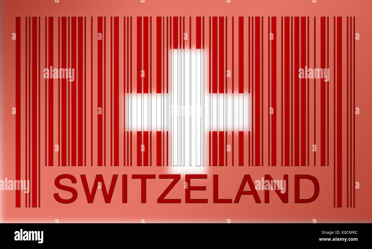 Flag of Switzerland painted on barcode surface Stock Photo - Alamy