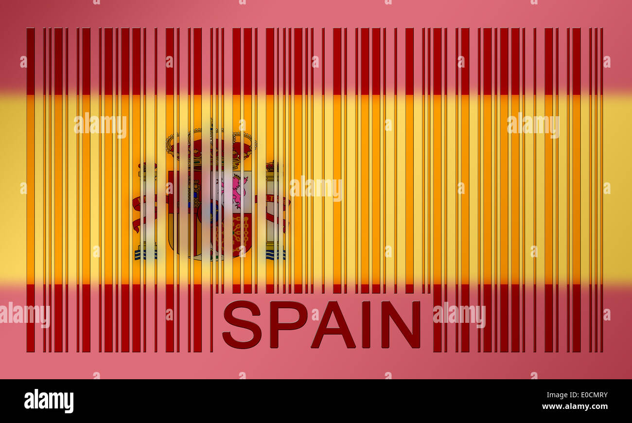Flag of Spain painted on barcode surface Stock Photo - Alamy
