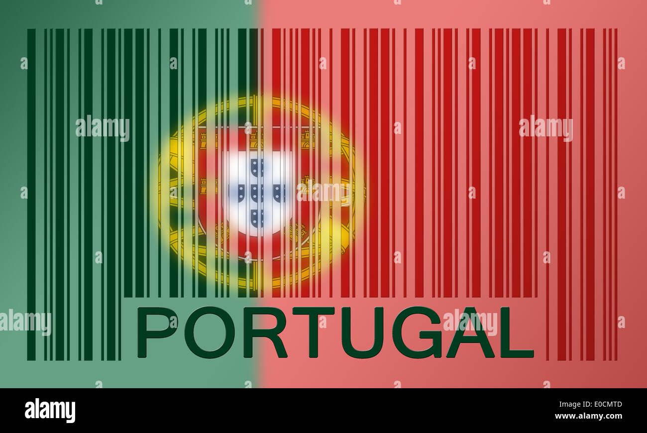 Flag of Portugal painted on barcode surface Stock Photo - Alamy