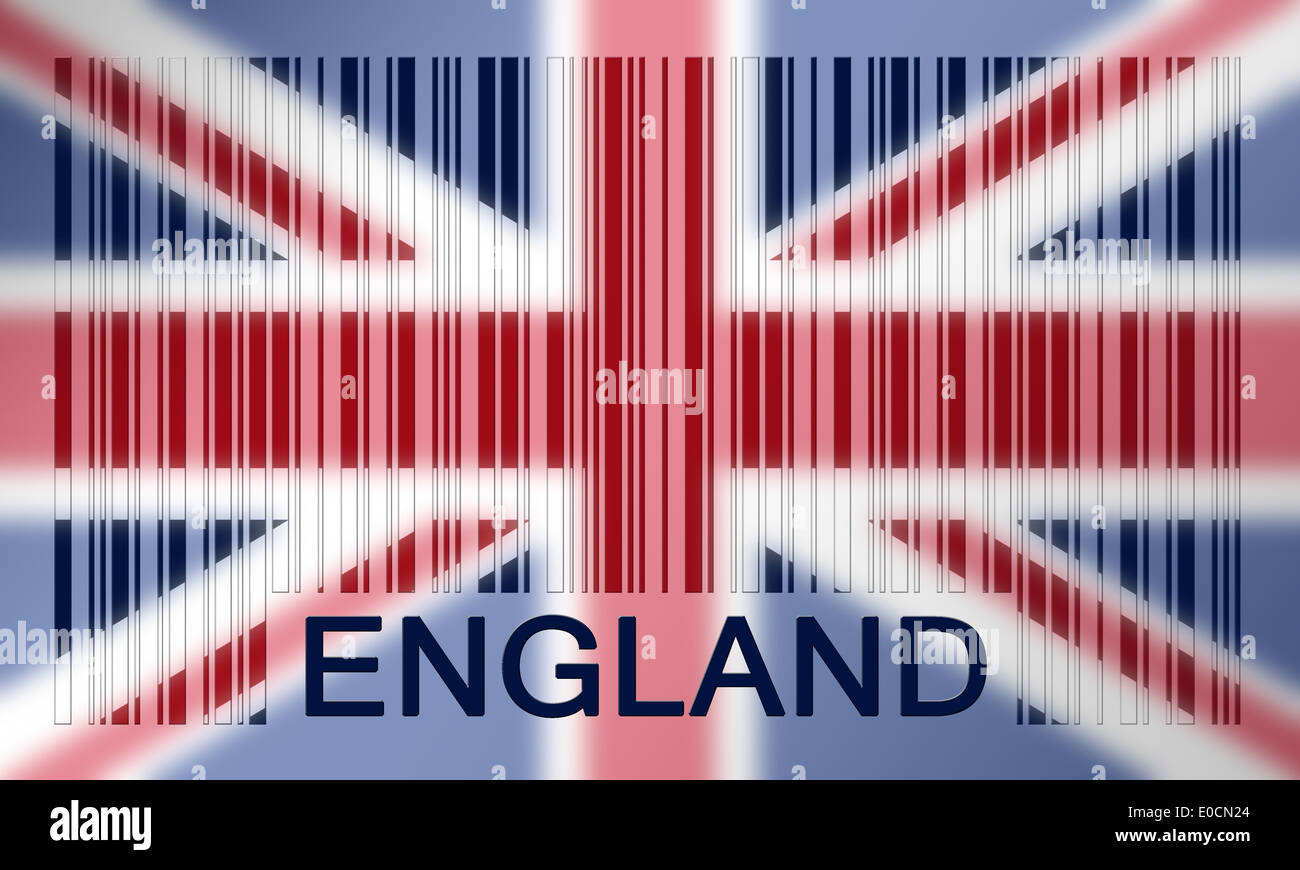 Flag of the United Kingdom painted on barcode surface Stock Photo - Alamy